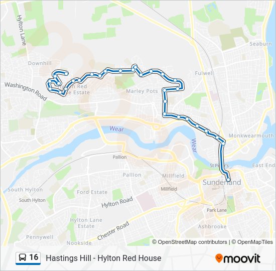 16 Route: Schedules, Stops & Maps - Sunderland (Updated)