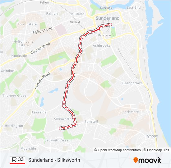 33 Route: Schedules, Stops & Maps - Silksworth (Updated)