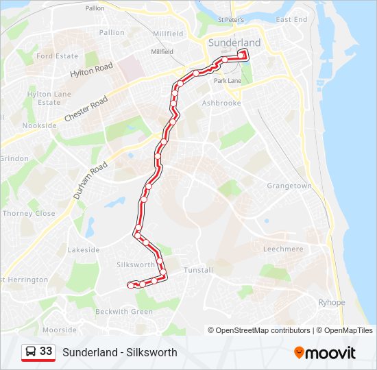 33 Route: Schedules, Stops & Maps - Silksworth (Updated)