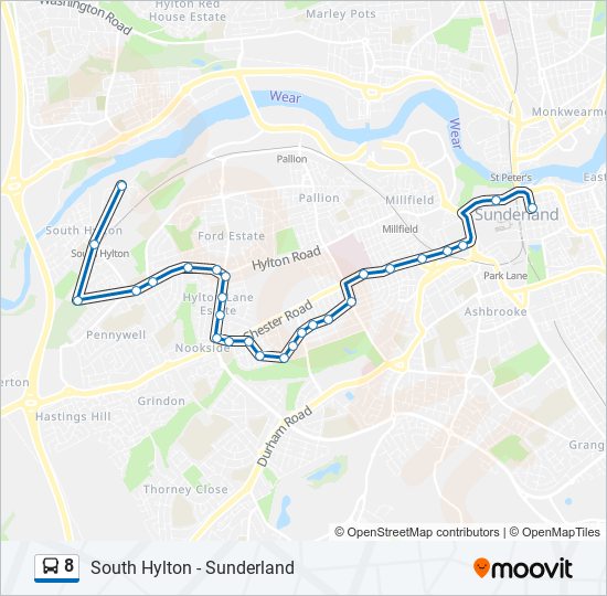 8 Route: Schedules, Stops & Maps - Sunderland (Updated)