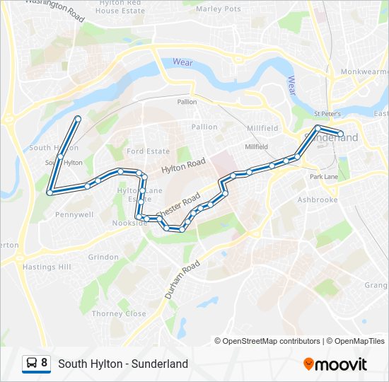 8 Route: Schedules, Stops & Maps - Sunderland (Updated)