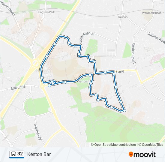 32 Route: Schedules, Stops & Maps - Kenton Bar (Updated)