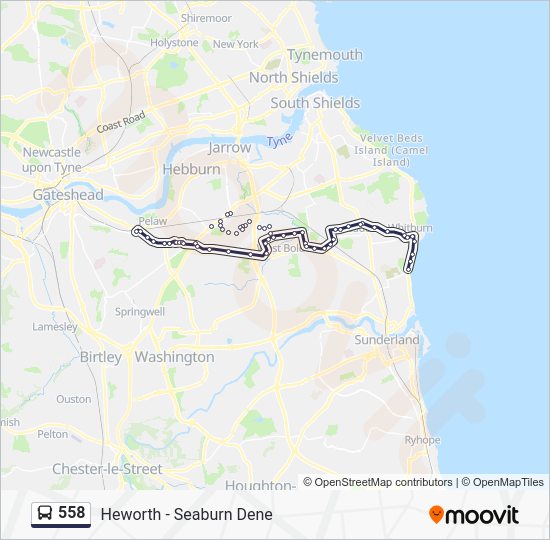 558 Route: Schedules, Stops & Maps - Seaburn (Updated)