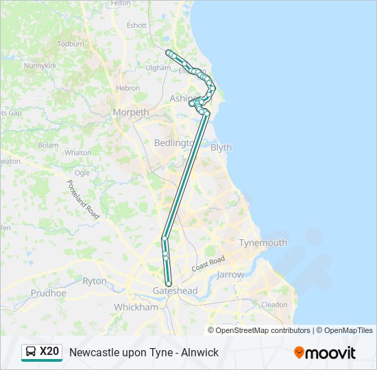 x20 Route: Schedules, Stops & Maps - Widdrington Station (Updated)
