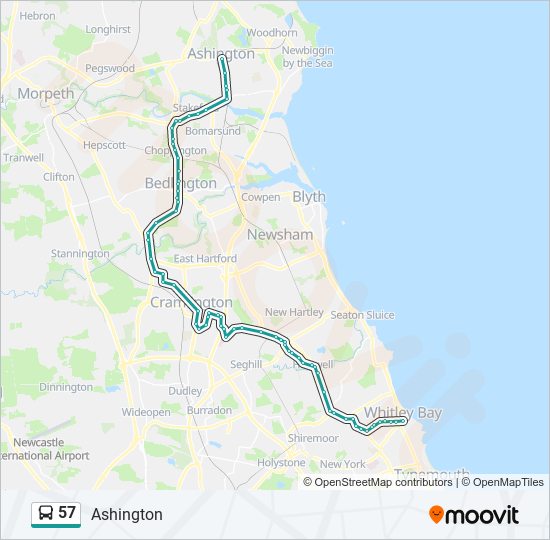 57 Route: Schedules, Stops & Maps - Ashington (Updated)