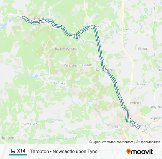X14 Route: Schedules, Stops & Maps - Morpeth (Updated)