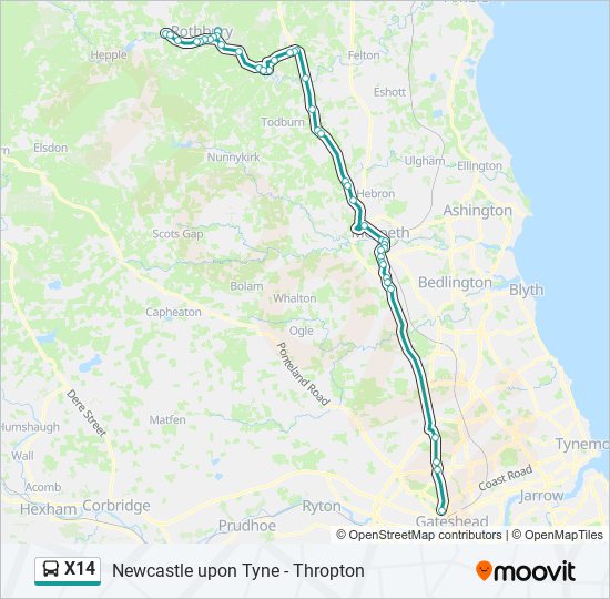 x14 Route: Schedules, Stops & Maps - Thropton (Updated)