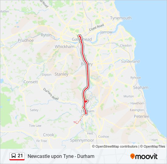 21 Route: Schedules, Stops & Maps - Newcastle upon Tyne (Updated)