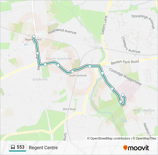 553 Route: Schedules, Stops & Maps - Gosforth (Updated)