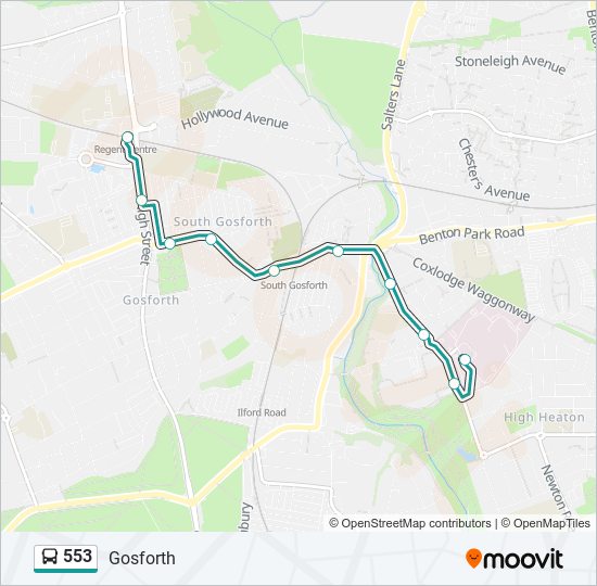 553 Route: Schedules, Stops & Maps - Gosforth (Updated)