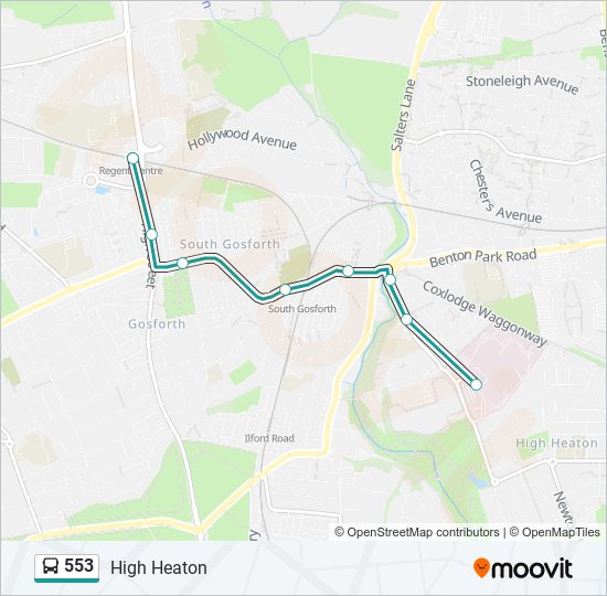 553 Route: Schedules, Stops & Maps - High Heaton (Updated)