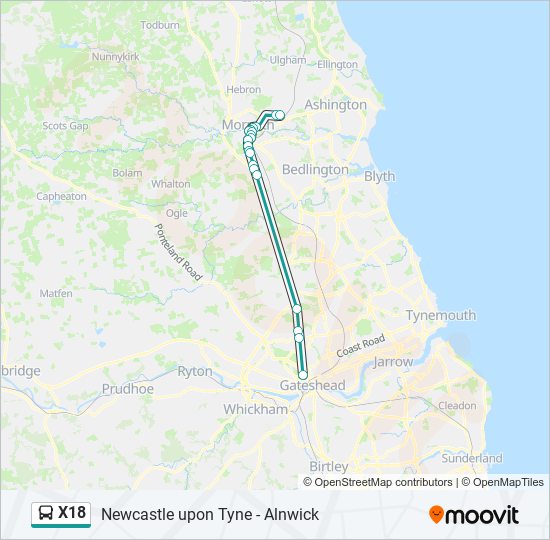 x18 Route: Schedules, Stops & Maps - Pegswood (Updated)