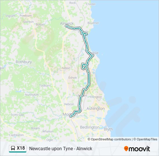 x18 Route: Schedules, Stops & Maps - Morpeth (Updated)