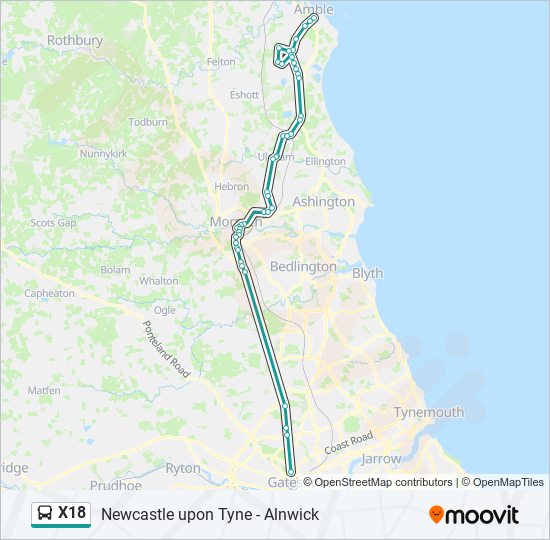 x18 Route: Schedules, Stops & Maps - Amble by the Sea (Updated)