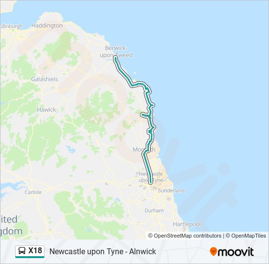 x18 Route: Schedules, Stops & Maps - Newcastle upon Tyne (Updated)