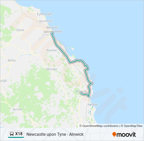 x18 Route: Schedules, Stops & Maps - Berwick-Upon-Tweed (Updated)