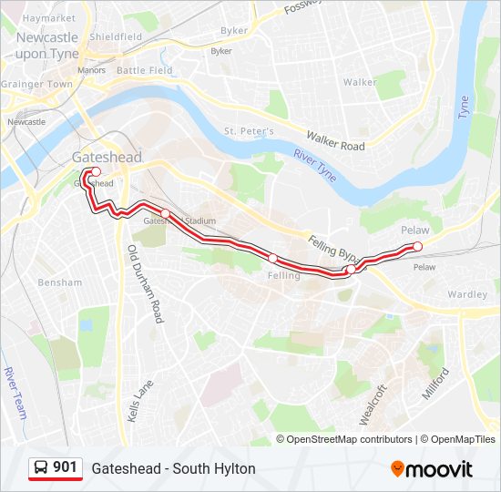 901 Route: Schedules, Stops & Maps - Pelaw (Updated)