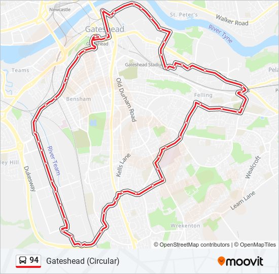 94 Route: Schedules, Stops & Maps - Gateshead (Updated)