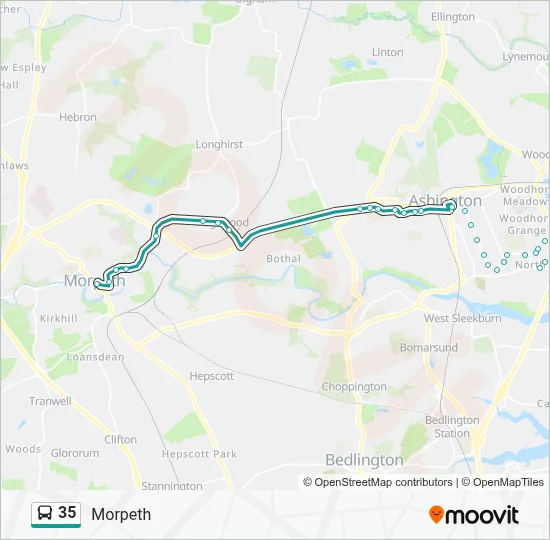 35 Route: Schedules, Stops & Maps - Morpeth (Updated)
