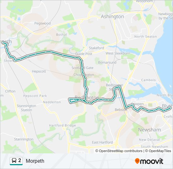 2 Route: Schedules, Stops & Maps - Morpeth (Updated)