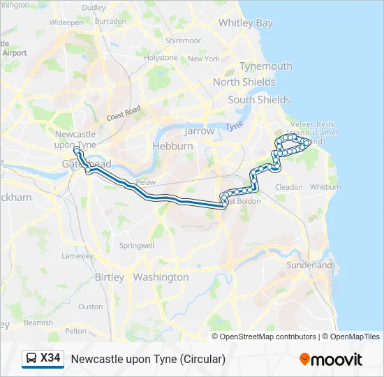 X34 Route: Schedules, Stops & Maps - Harton Nook (Updated)