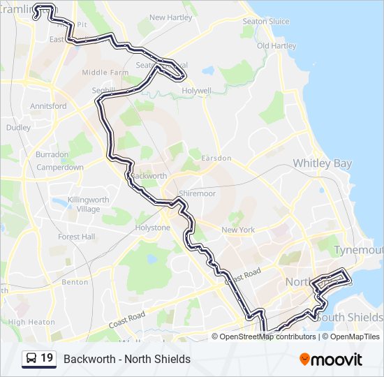 19 Route: Schedules, Stops & Maps - Cramlington (Updated)
