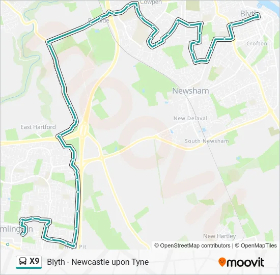 X9 Route: Schedules, Stops & Maps - Blyth (Updated)