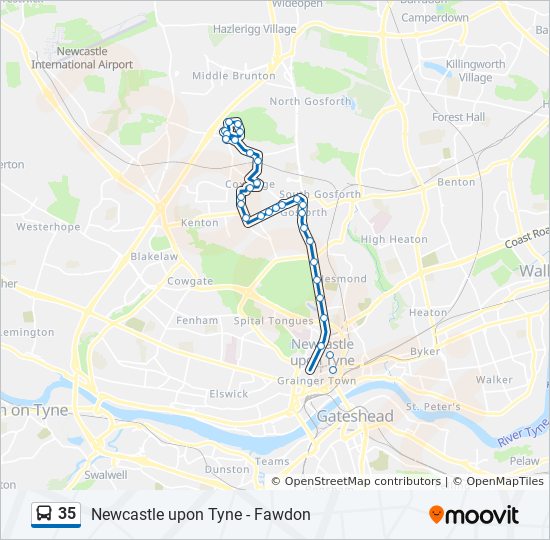 35 Route: Schedules, Stops & Maps - Newcastle upon Tyne (Updated)