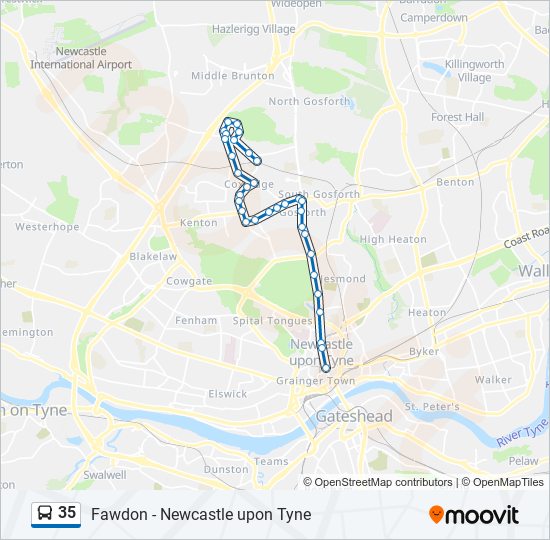 35 Route: Schedules, Stops & Maps - Coxlodge (Updated)