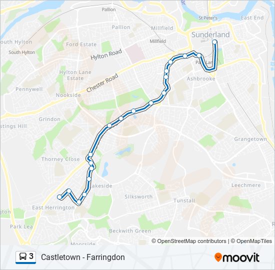 3 Route: Schedules, Stops & Maps - Sunderland (Updated)