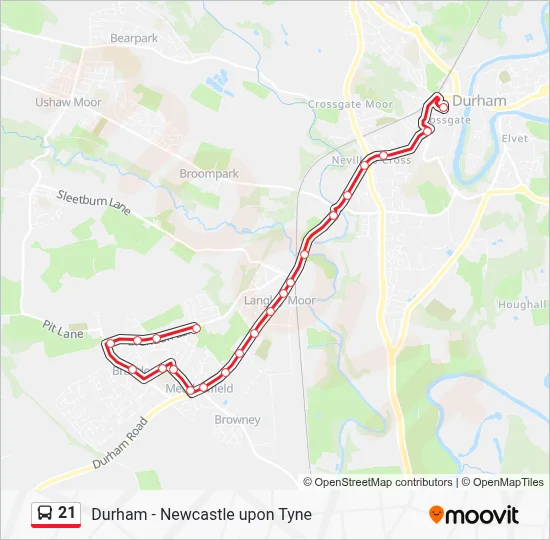 21 Route: Schedules, Stops & Maps - Durham (Updated)