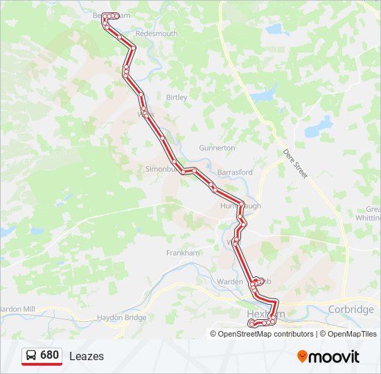 680 Route: Schedules, Stops & Maps - Leazes (Updated)