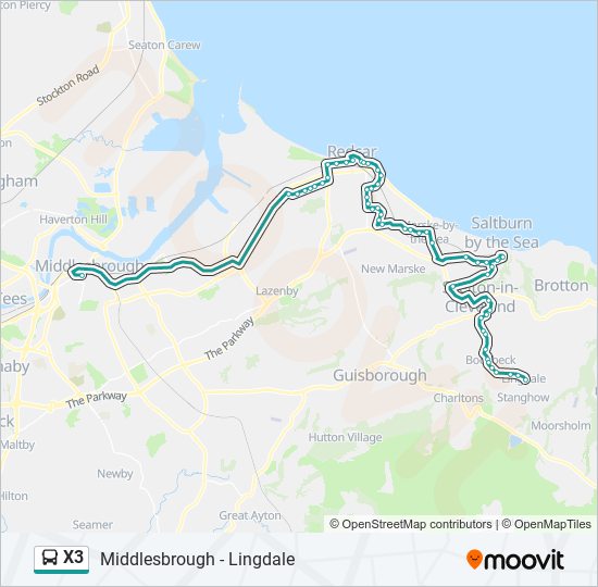 x3 Route: Schedules, Stops & Maps - Middlesbrough (Updated)