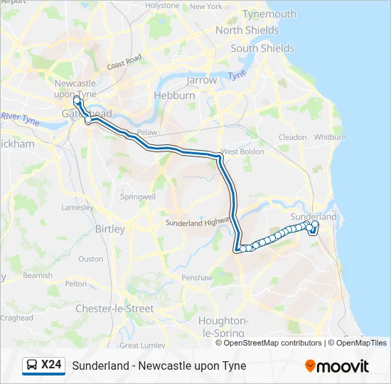X24 Route: Schedules, Stops & Maps - Sunderland (Updated)