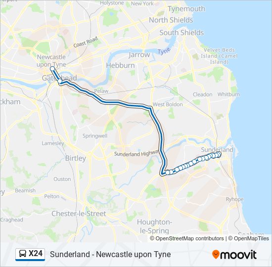 x24 Route: Schedules, Stops & Maps - Newcastle upon Tyne (Updated)