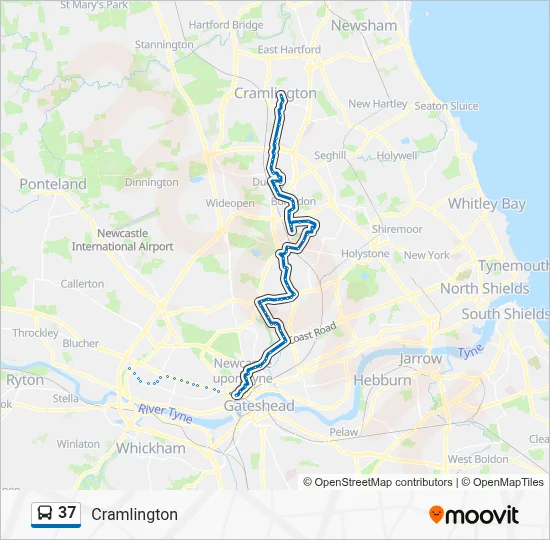 37 Route: Schedules, Stops & Maps - Cramlington (Updated)