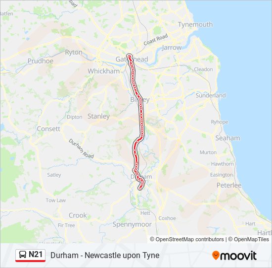n21 Route: Schedules, Stops & Maps - Newcastle upon Tyne (Updated)