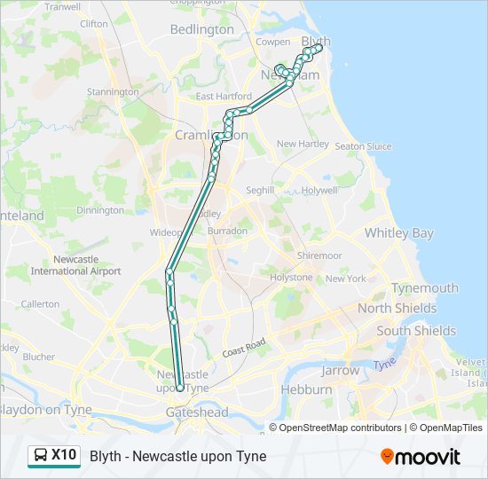 x10 Route: Schedules, Stops & Maps - Blyth (Updated)