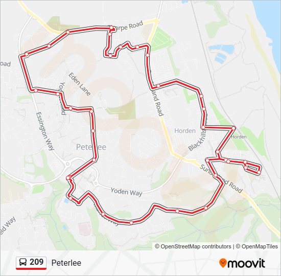 209 Route: Schedules, Stops & Maps - Peterlee (Updated)
