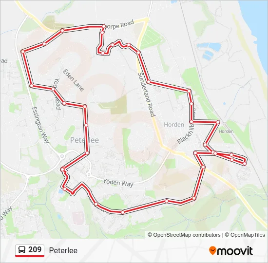 209 Route: Schedules, Stops & Maps - Peterlee (Updated)