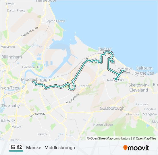 62 Route: Schedules, Stops & Maps - Marske (Updated)