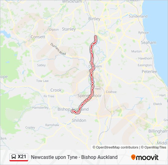 X21 Route: Schedules, Stops & Maps - Chester-Le-Street (Updated)