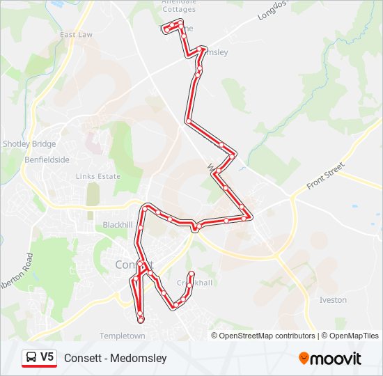v5 Route: Schedules, Stops & Maps - Crookhall (Updated)