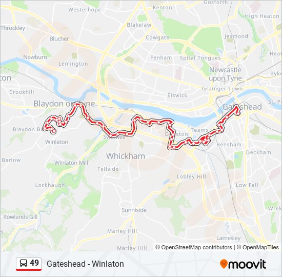 49 Route: Schedules, Stops & Maps - Winlaton (Updated)