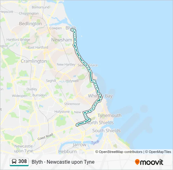 308 Route: Schedules, Stops & Maps - Silverlink (Updated)