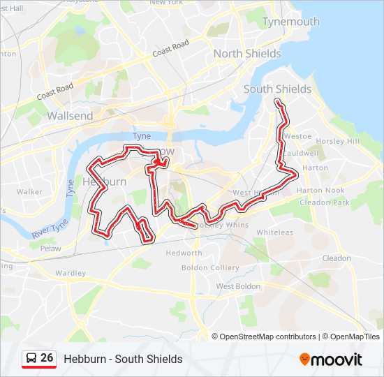 26 Route: Schedules, Stops & Maps - South Shields (Updated)