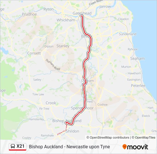 X21 Route: Schedules, Stops & Maps - Gateshead (Updated)