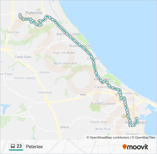 23 Route: Schedules, Stops & Maps - Peterlee (Updated)
