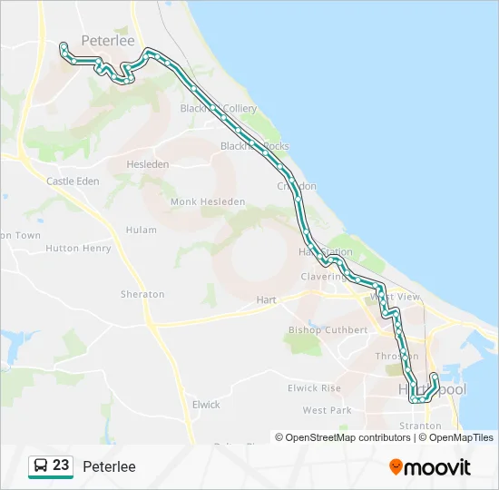 23 Route: Schedules, Stops & Maps - Peterlee (Updated)