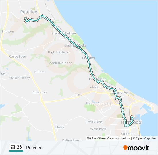 23 Route: Schedules, Stops & Maps - Peterlee (Updated)